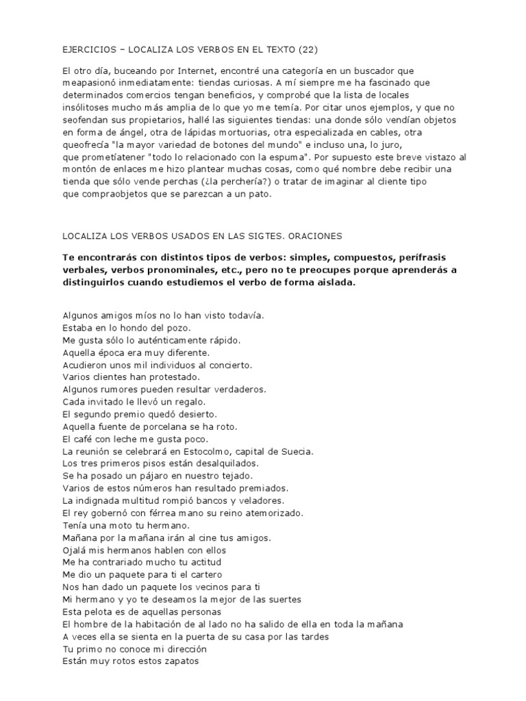 Ejercicios de Conjugación de Verbos | PDF | Verbo