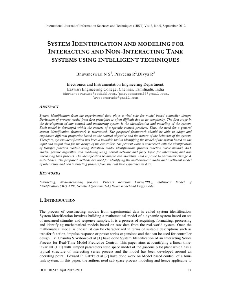 System Identification and Modeling For Interacting and Non-Interacting ...