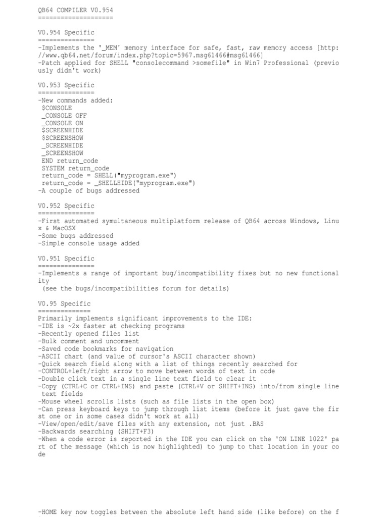 QB64 v0.954 Readme | PDF | Library (Computing) | Mac Os