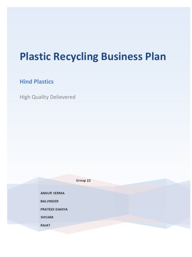 Plastic Recycling Business Plan | PDF | Recycling | Plastic