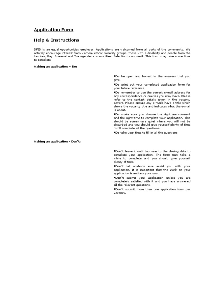 DFID Application Guide | PDF | Recruitment | Employment