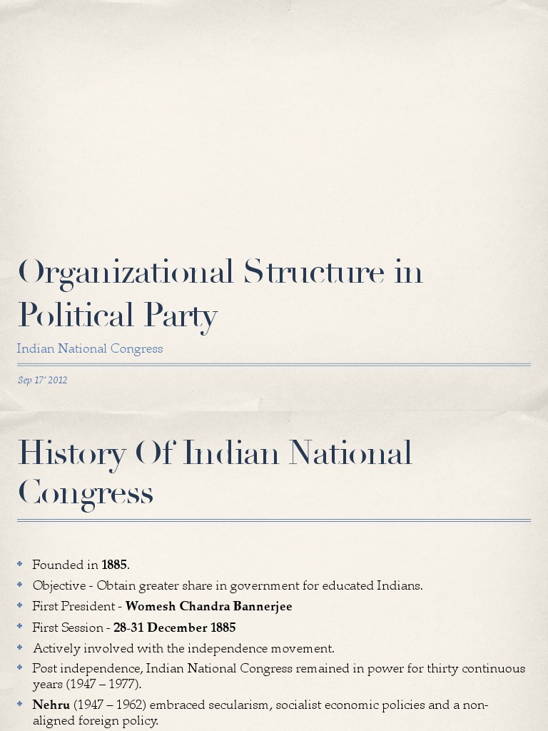 Organizational Structure of A Political Party | PDF | Indian National ...