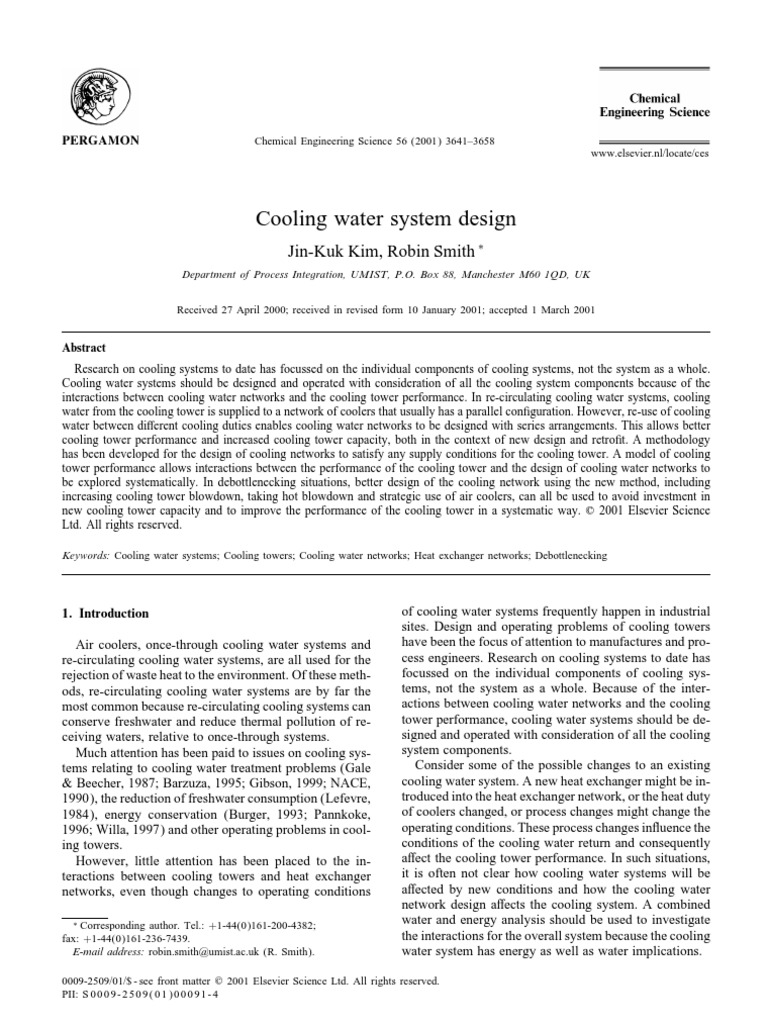 Cooling water network and tower design | PDF | Heat Exchanger | Water ...