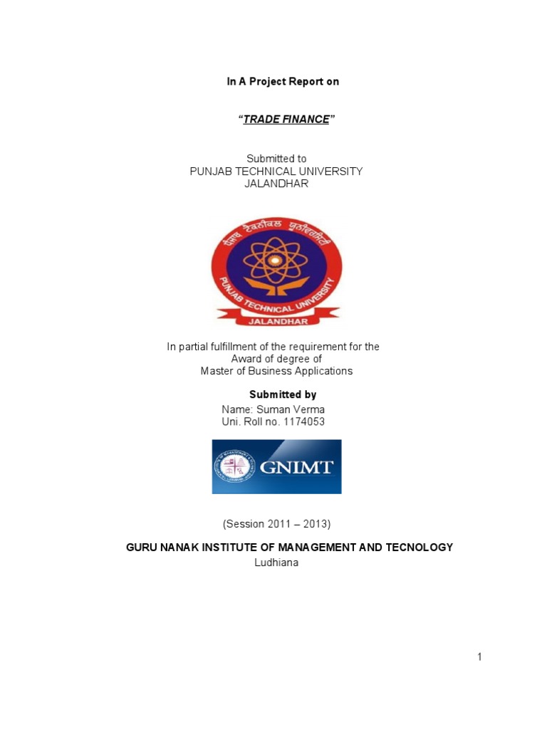 Project On Trade Finance | PDF | Letter Of Credit | Business