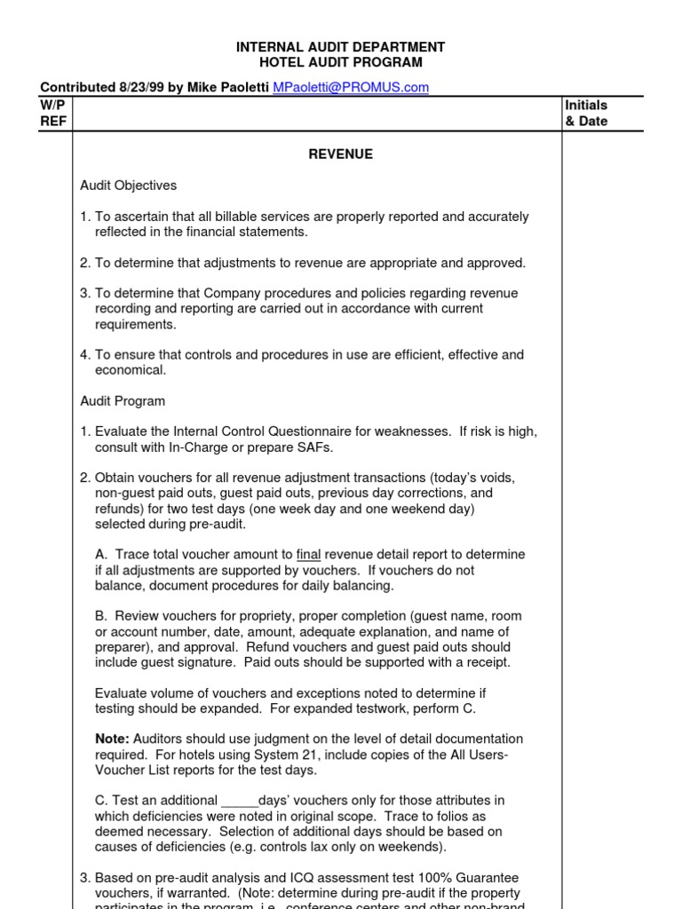 Hotel Audit Prog | PDF