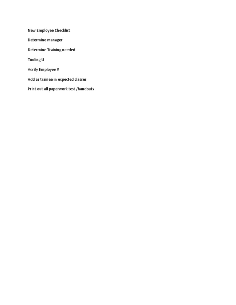 New Employee Checklist | PDF | Employee | Labour