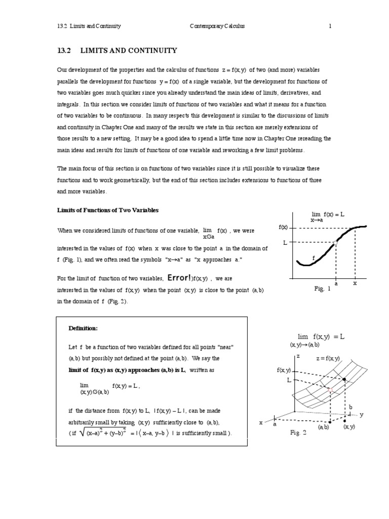 Limits and continuity of multivariable functions | PDF | Continuous ...