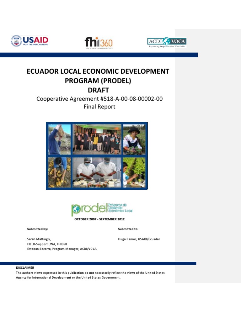 PRODEL Final Report FY12 Sento To HQ 0410 HAv2 | PDF | Ecuador ...