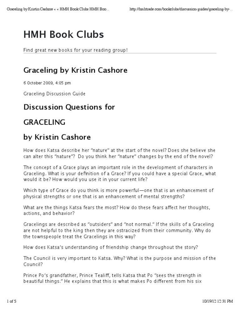 HMH Book Clubs: Graceling by Kristin Cashore | PDF | Thought