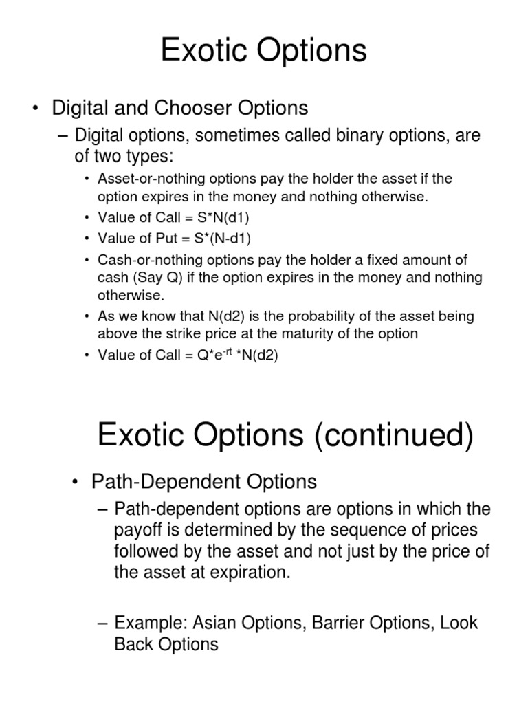 Exotic Options: - Digital and Chooser Options | PDF | Call Option ...