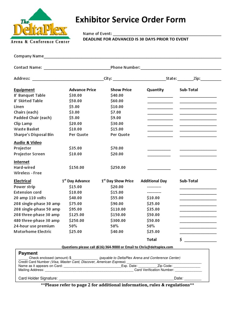 SD Exhibitor Service Order Form-Skin Deep 2012 | PDF | Ac Power Plugs ...