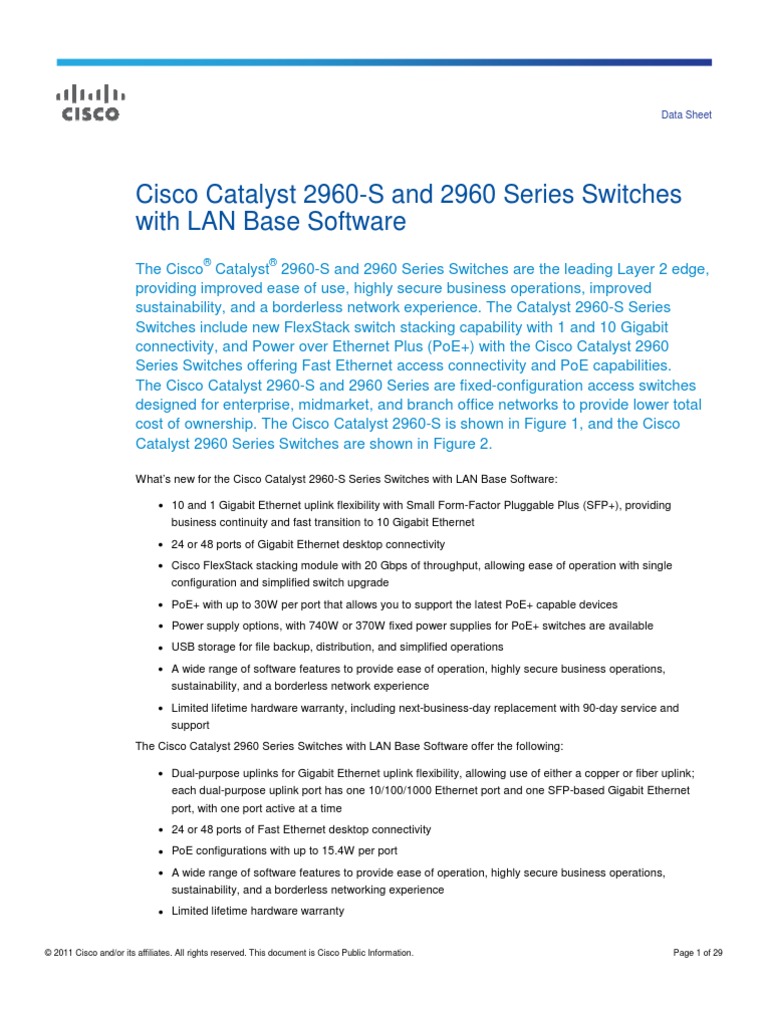 Catalyst 2960 Data Sheet | PDF