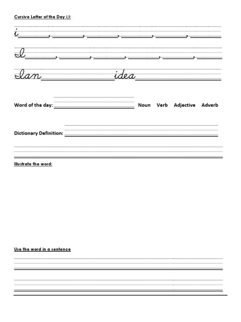 Cursive Letter Word of The Day | PDF | Adverb | Adjective