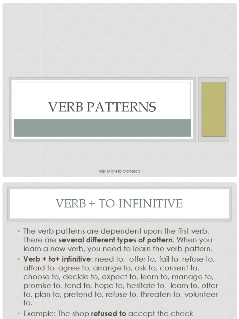 Verb Patterns 1 | PDF