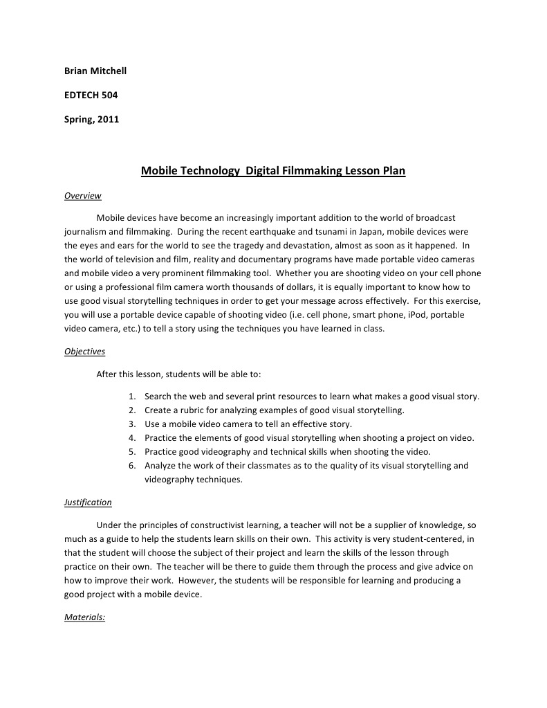 504 Mobile Tech Lesson Plan | PDF | Mobile Phones | Lesson Plan