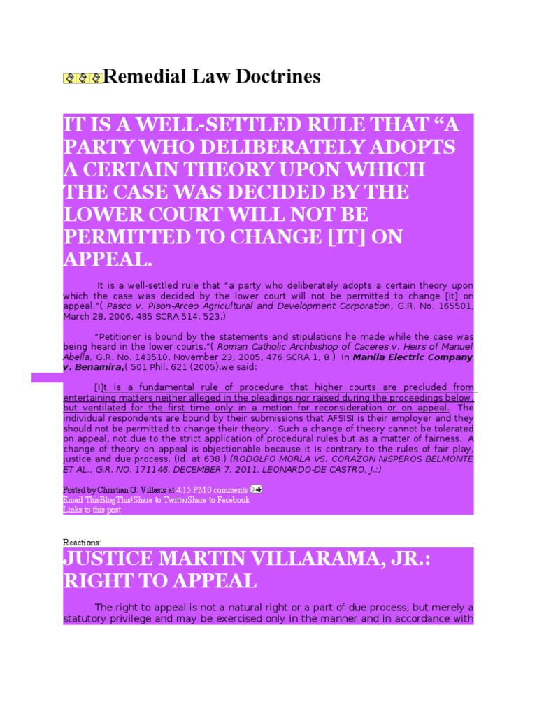 Remedial Law Doctrines | PDF | Summary Judgment | Deposition (Law)