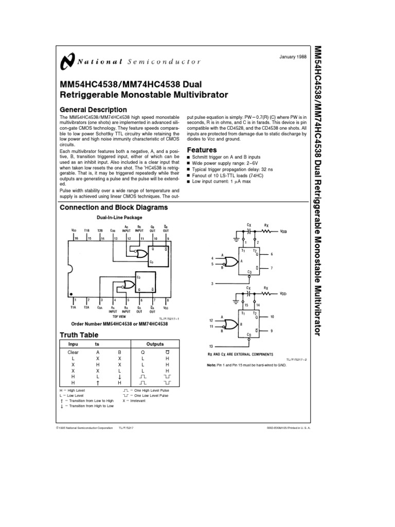 Cd4538 Pin Diagram | PDF | Electronic Circuits | Capacitor