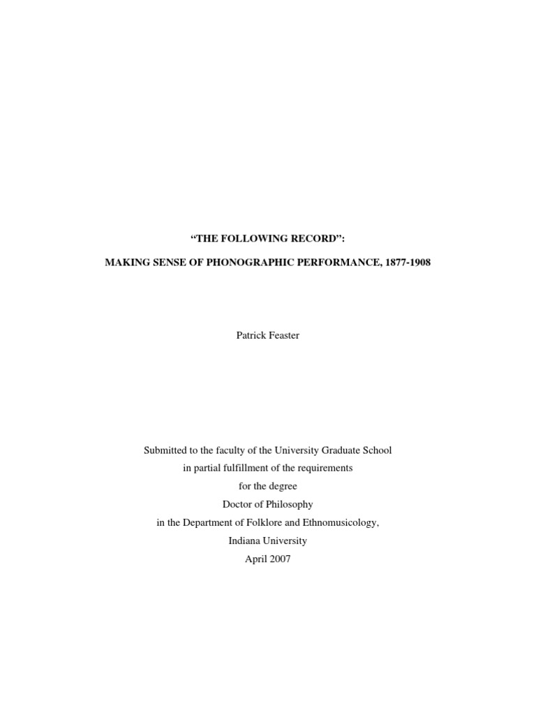 Feaster, Patrick - "The Following Record" - Making Sense of ...