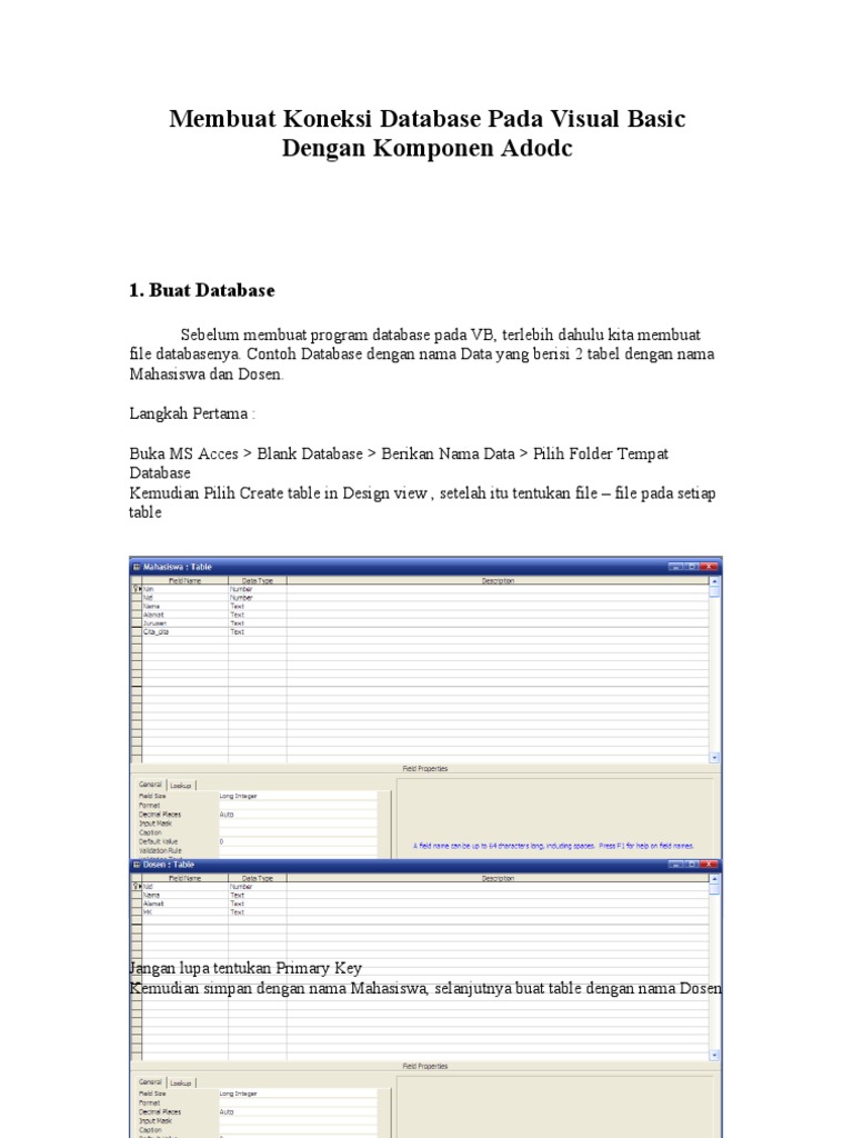 Membuat Koneksi Database Pada Visual Basic Dengan Komponen Adodc | PDF | Komputer | Teknologi ...