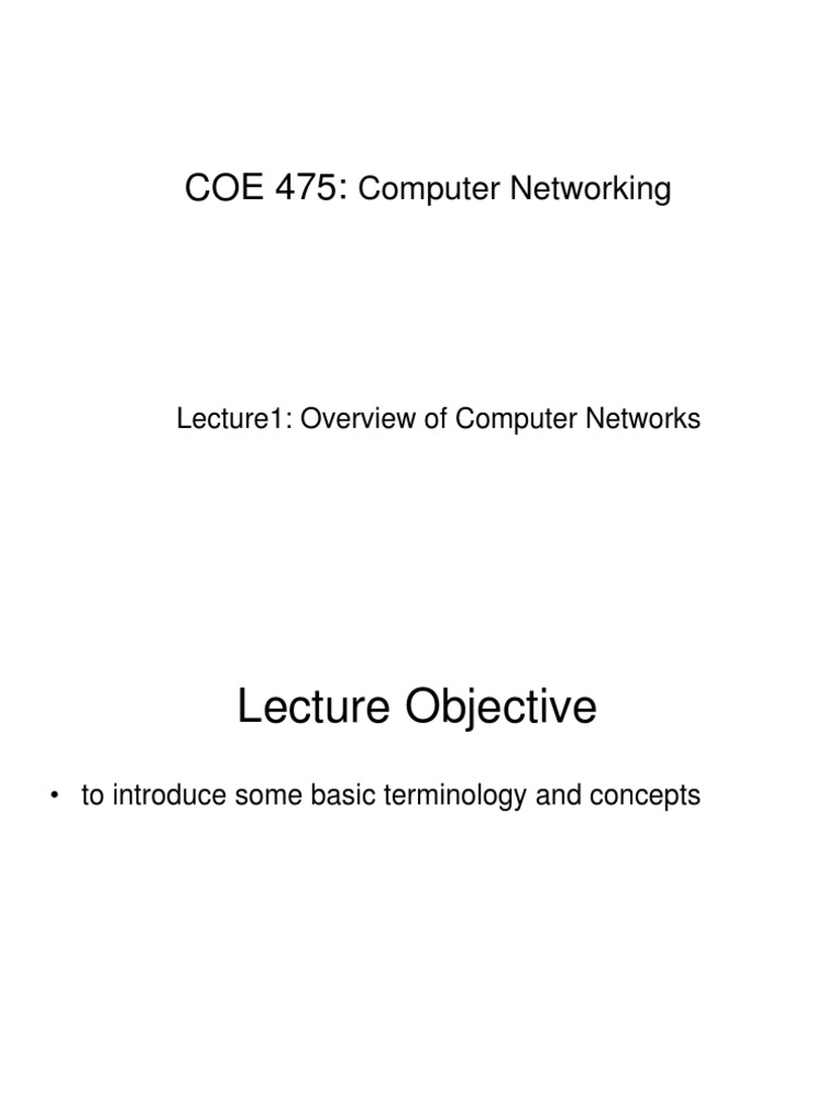 Coe 475 Lecture 1 | PDF | Network Packet | Computer Network