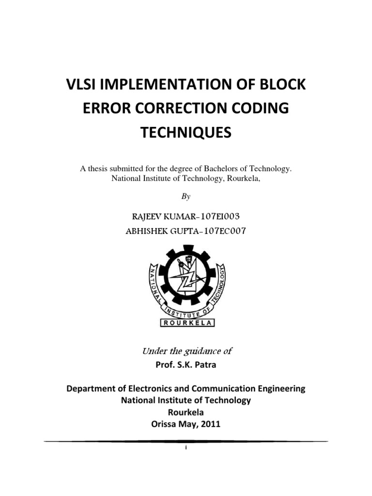 Vlsi Implementation Of Block Error Correction Coding Techniques Pdf
