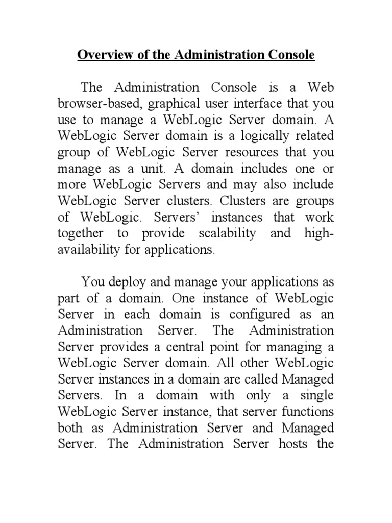 Weblogic Admin Console Pdf Port Computer Networking Command Line Interface
