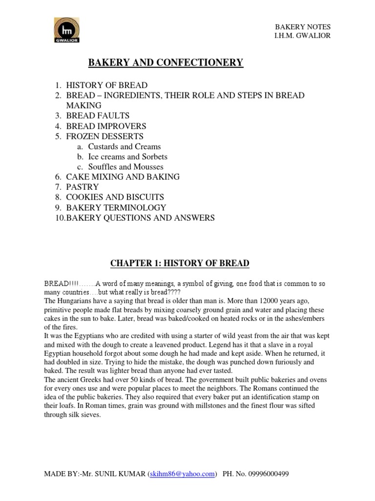 Bakery Notes Theroy | PDF | Breads | Dough