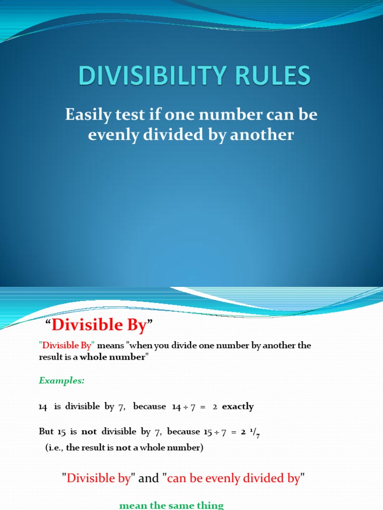 Divisivility Rules 1 | PDF | Mathematical Problem Solving | Numbers