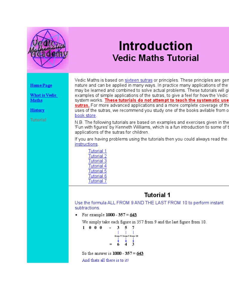 Vedic Maths Tutorial | PDF | Multiplication | Arithmetic