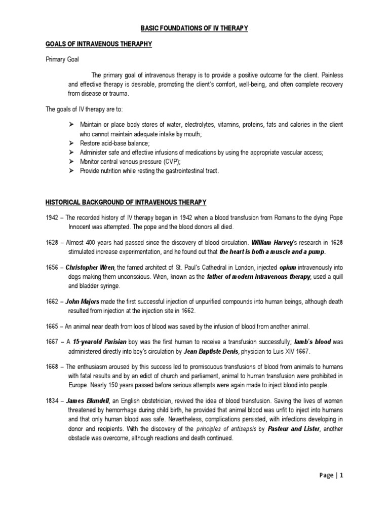 A Comprehensive History of Intravenous Therapy: From Early ...