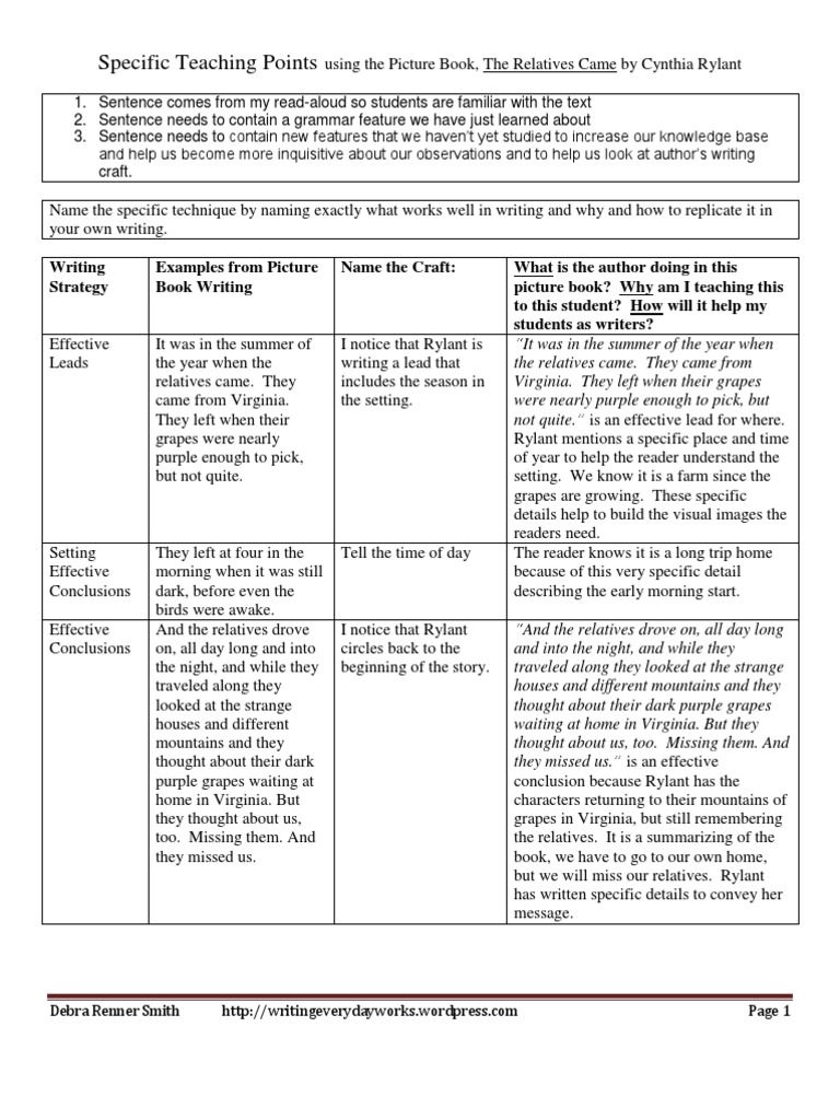 Teaching Strategies for "The Relatives Came" | PDF | Comma | Verb