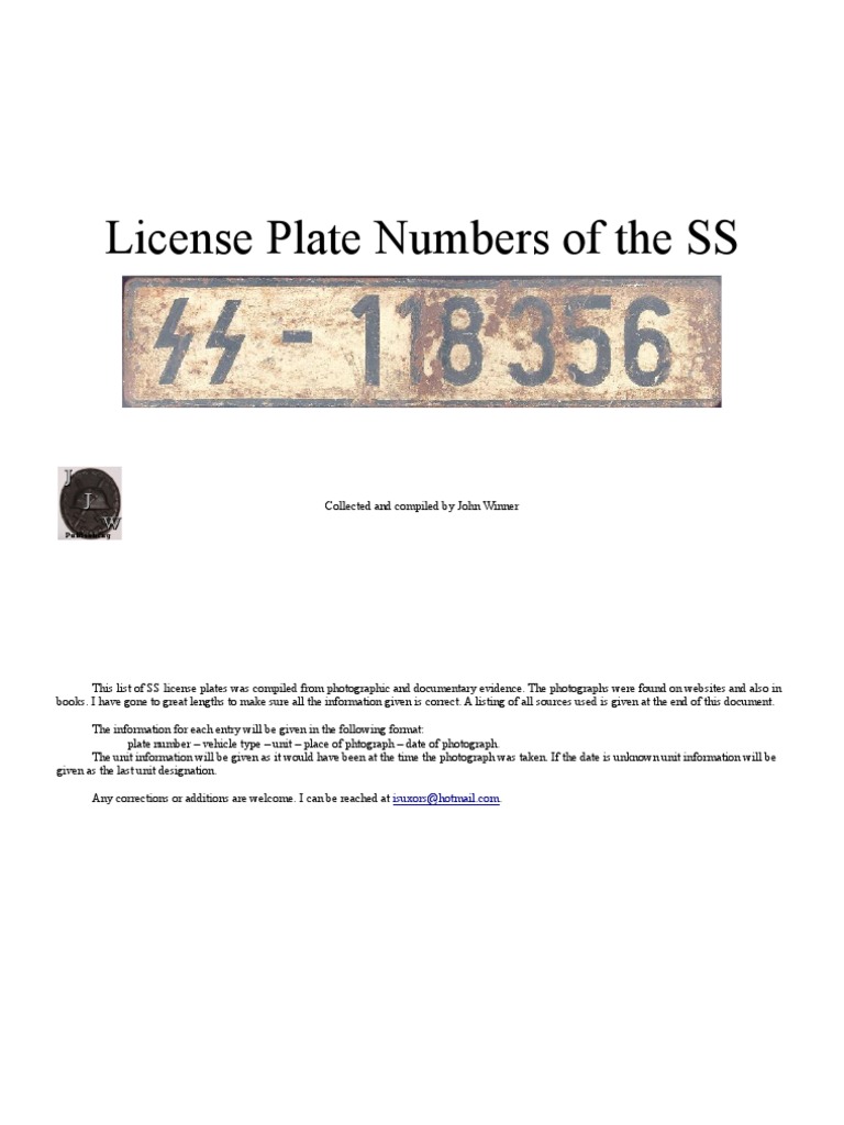 SS License Plates | PDF