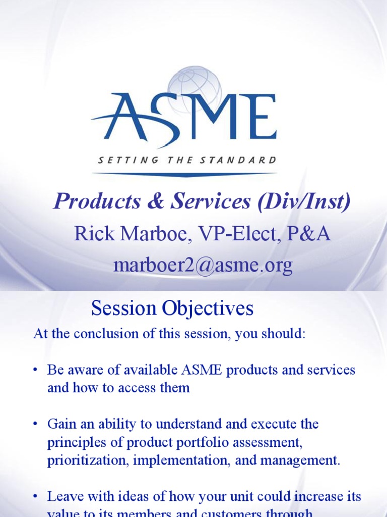 Products & Services (Div/Inst) : Rick Marboe, VP-Elect, P&A | PDF ...