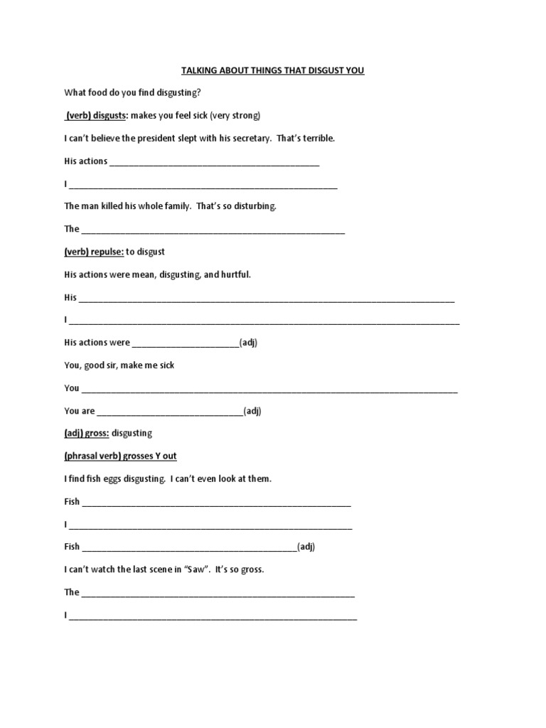 Disgusting | Adjective | Verb