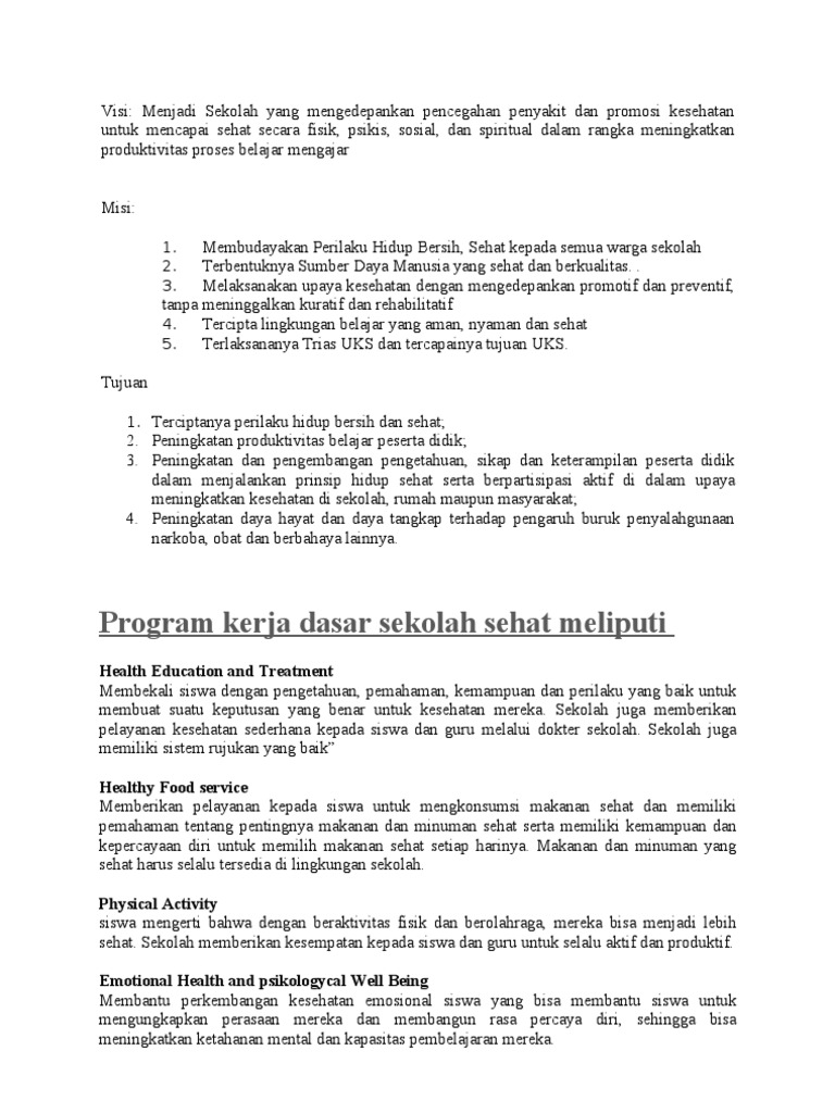 Program Kerja Sekolah Sehat | PDF
