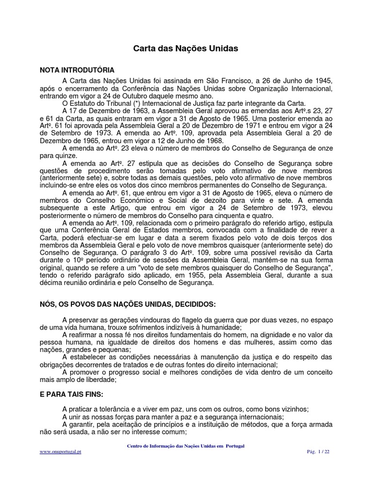 Carta Da ONU | Nações Unidas | Política internacional