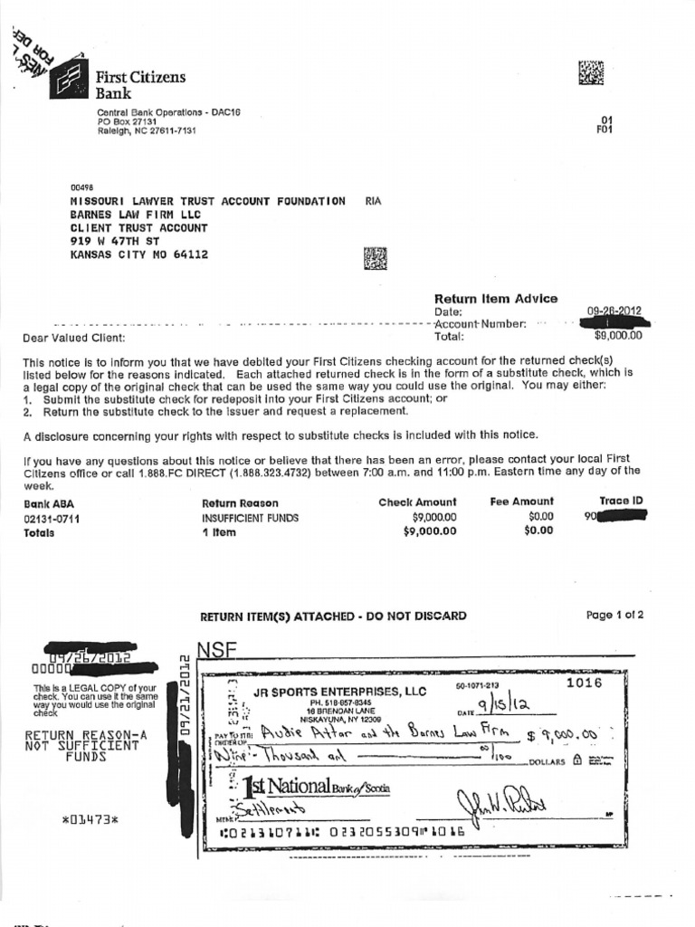 Redacted NSF Checks | PDF