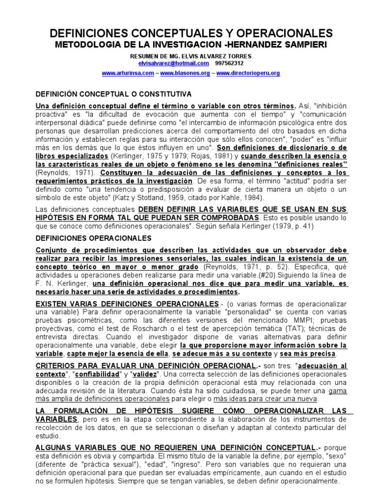 Definicion Conceptual y Operacional | PDF | Validez (Estadísticas ...