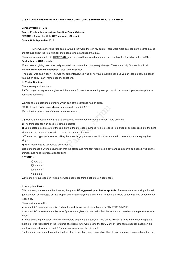 CTS Placement Papers PDF | PDF | Dimension | Spacetime