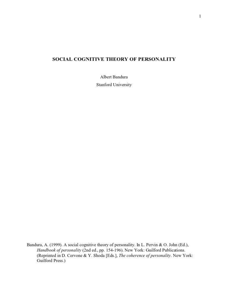 Social Cognitive Theory of Personality | PDF | Science & Mathematics