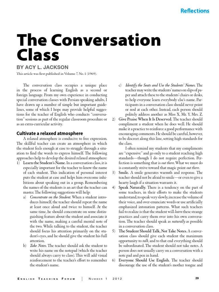 Guidelines for Effective Conversation Classes | PDF | Language Arts ...