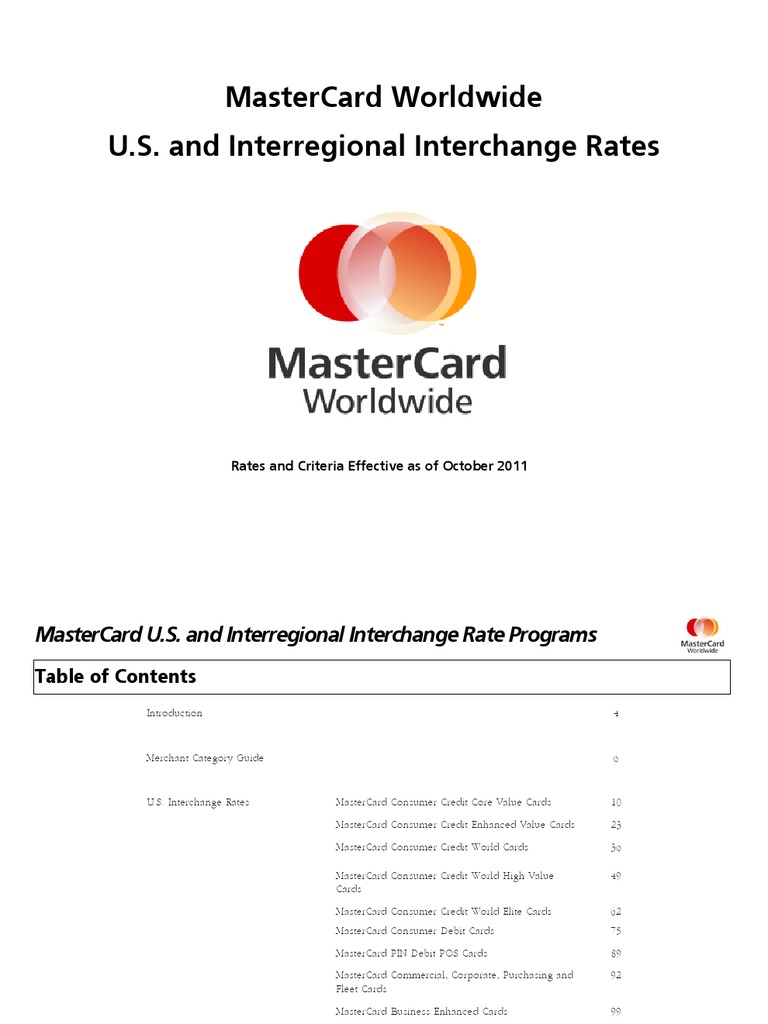 MasterCard Interchange Rates and Criteria | PDF | Debit Card | Master Card