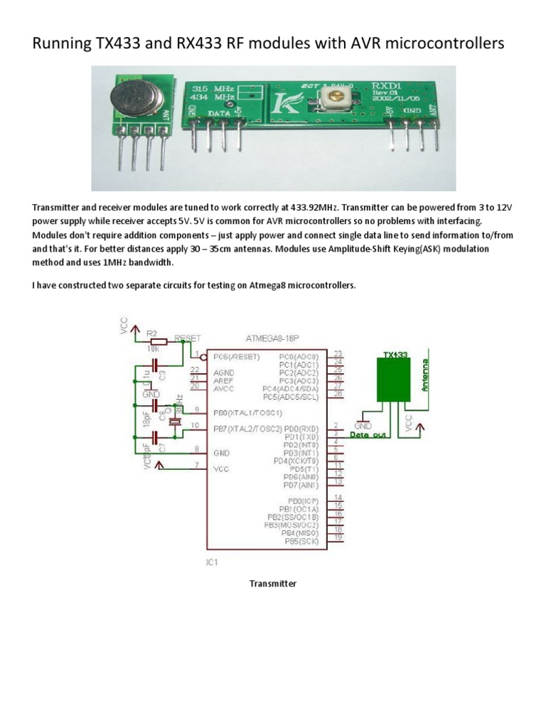 Running TX433 and RX433 RF Modules With AVR Microcontrollers | PDF ...