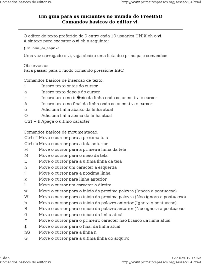 Comando Basico Vi | PDF | Programas | Informática