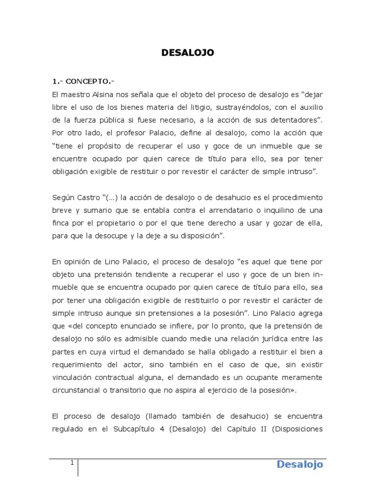 Proceso de Desalojo | Posesión (Derecho) | Propiedad