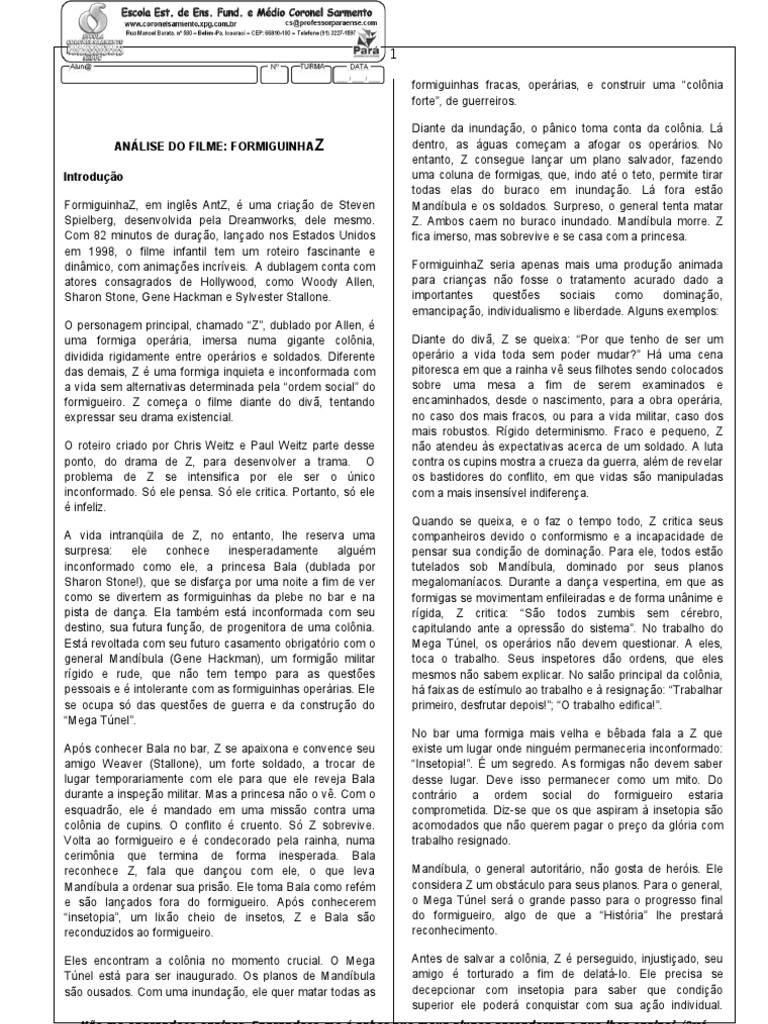 Formiguinha Z | PDF | Semiótica | Mídia de massa