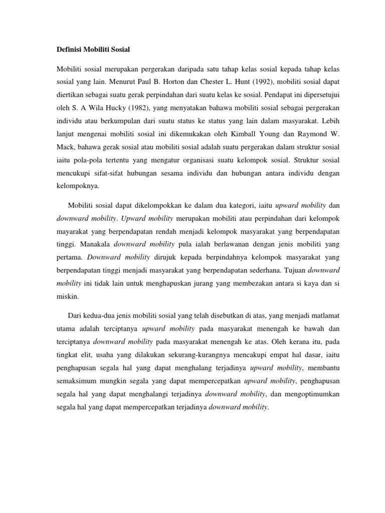 Definisi dan Jenis Mobiliti Sosial | PDF
