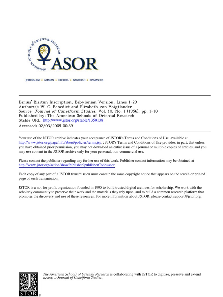 Darius' Bisitun Inscription, Babylonian Version | PDF | Darius I ...