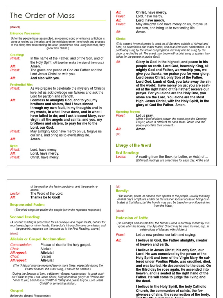 The Order of Mass (1970 Version) | PDF | Mass (Liturgy) | Eucharist