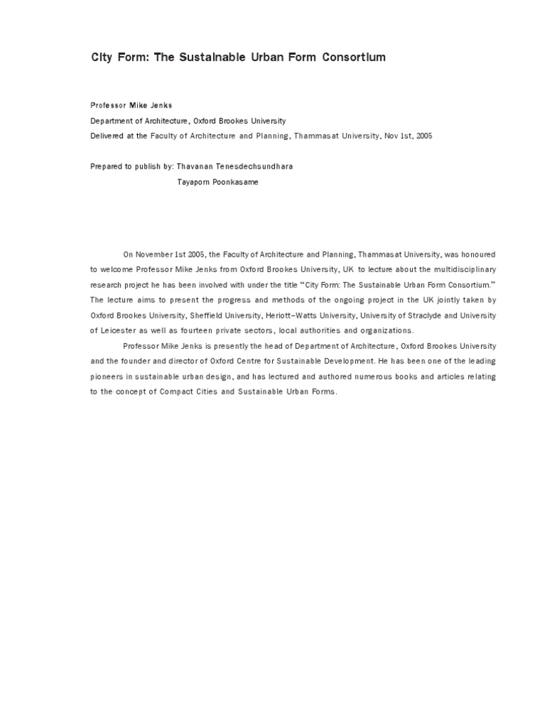 06 - City Form PDF | PDF | Sustainability | Survey Methodology